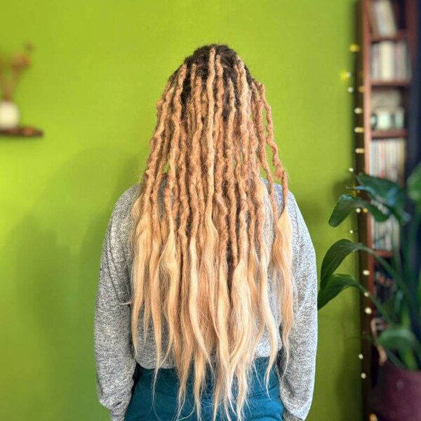 Custom, Gold Blonde Human Hair Dreads Extensions, Crochet Dreadlocks ...