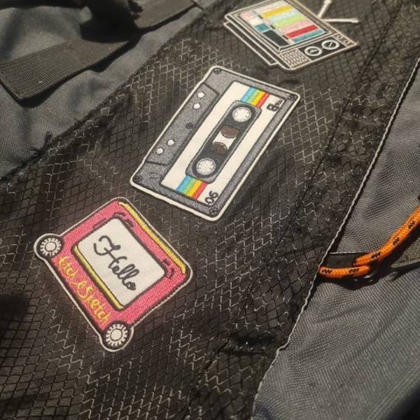 Retro Patches - Vintage, 80's, Mix Tape, Tv, Camera, Embroidered Sew on ...