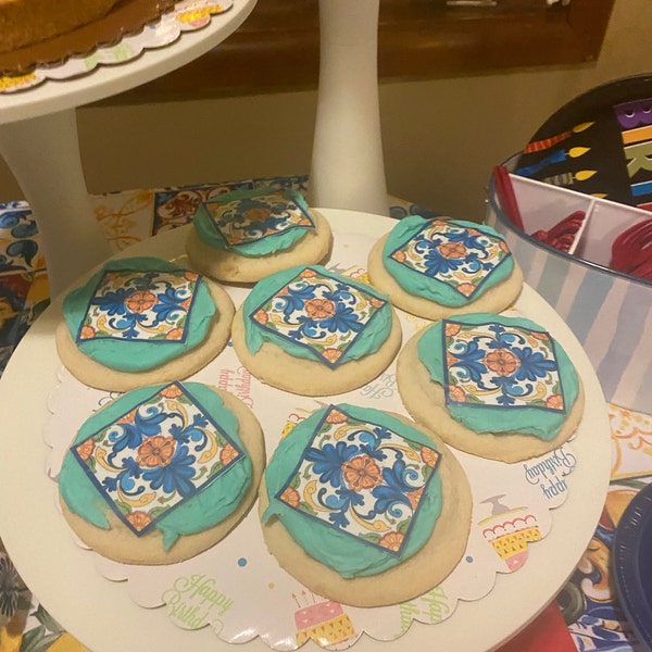 Edible Image Spanish Mexican Tile Wedding Favors Tile Cookies Custom ...