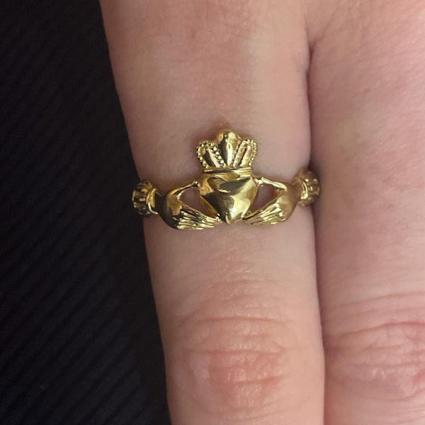 14K Yellow Gold Claddagh Ring I Irish Claddagh Ring I Irish Crown Ring ...