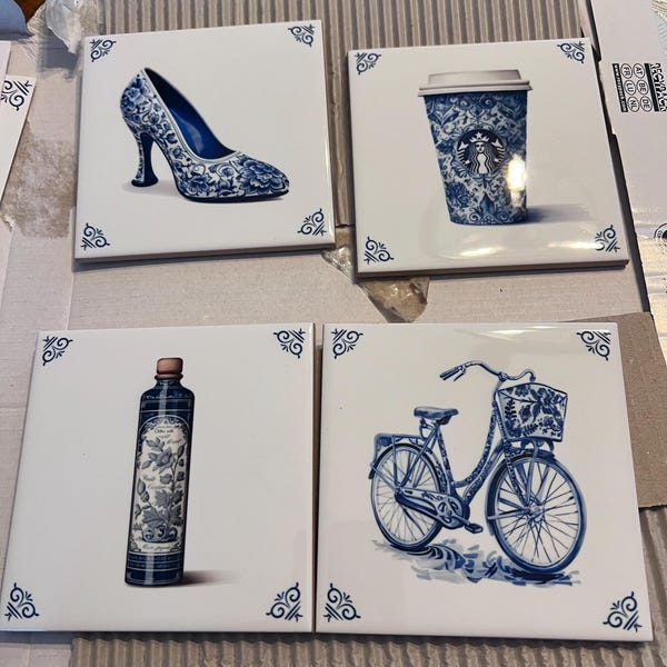Delft Blue Ceramic Tile: Martini Cocktail Glass | Modern Dutch Design ...