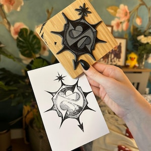 Evil Eye With Triple Moon Symbols Rubber Stamp Esoteric Three Moons ...