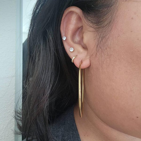 Large Hoop Earrings, Gold Hoop Earrings, Oversized Hoop Earrings, 60mm ...