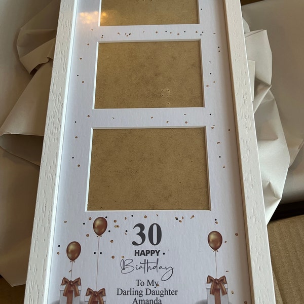 Personalised 30th Birthday Triple Photo Frame With Presents - Etsy UK