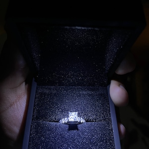 Black Engagement Ring Box With LED Light Great for Proposals, Weddings ...