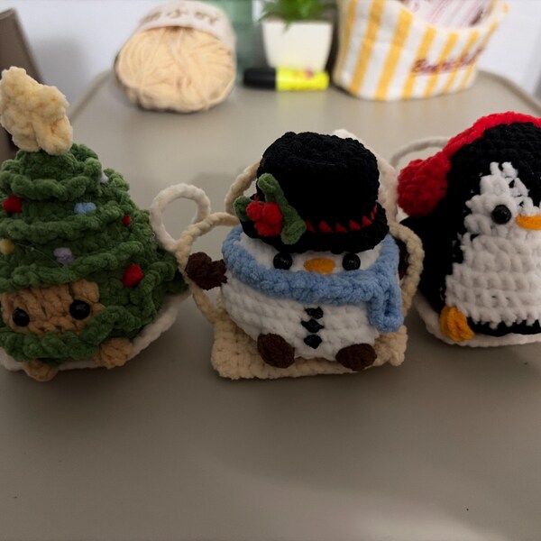 Swinging Holiday Squad Crochet Patterns, Christmas Car Hanging Crochet ...