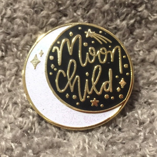 Moon Child Enamel Pin, Moon Child, Moon Phase, Hard Enamel, Glitter ...