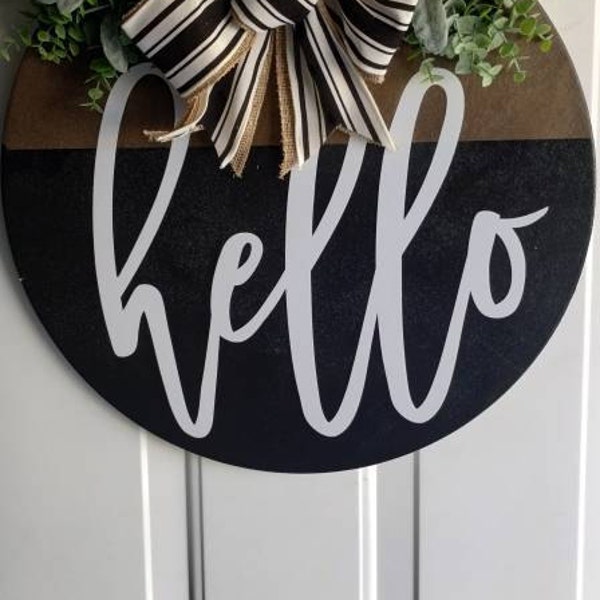 Front Door Decor | Hello | Hello Door Hanger | Wreath | Year Round ...