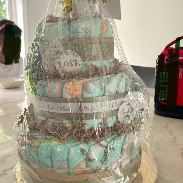 Diaper Cake, Diaper Cake for Girls, Baby Shower Decorations, Baby ...