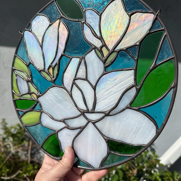 Simple Flower Stained Glass Pattern, Printable Stained Glass Floral ...