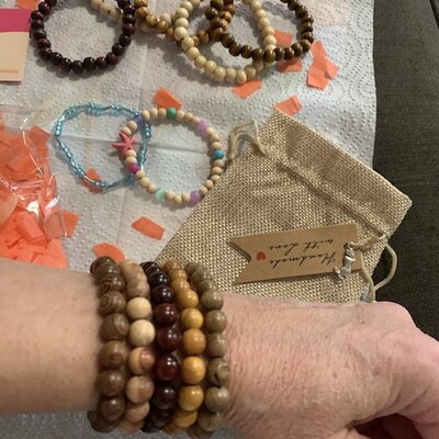 Handmade Sea Glass Beach Bracelets With Green Glass Beads and Natural ...