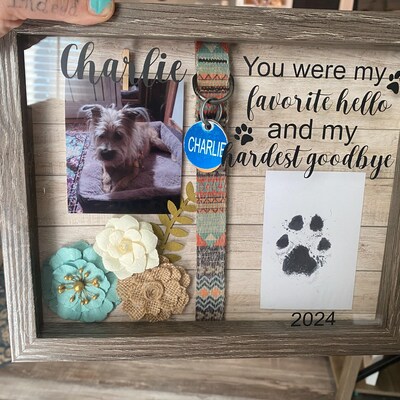 Large Pet Memorial Shadow Box, Dog Shadow Box, Dog Memorial , Pet Urn ...
