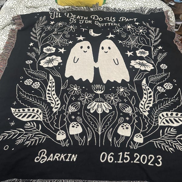 Til Death Blanket: Ghosts Woven Throw, Unique Spooky Couple Gift, Funny ...