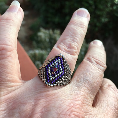 TUTORIAL Silver Blue...ring Bead Pattern - Etsy