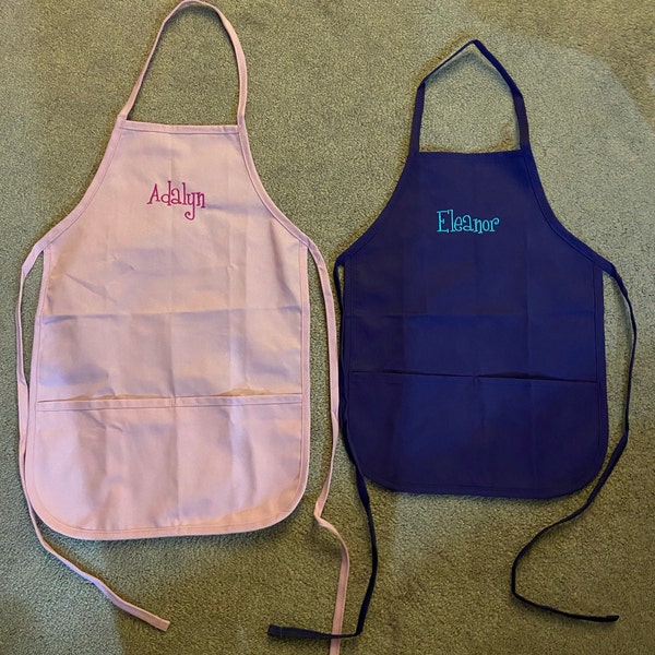 Personalized Kids Apron, Custom Embroidered Text or Name, Monogrammed ...