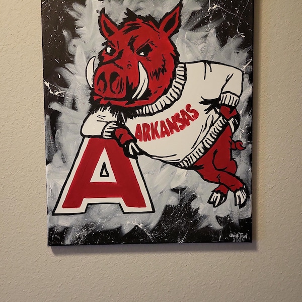 Arkansas Razorback Triple Paintings - Etsy