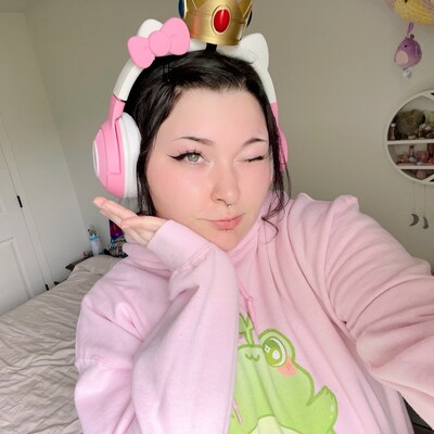 Princess Peach Inspired Headset Headphones Crown Streamer Accessory ...