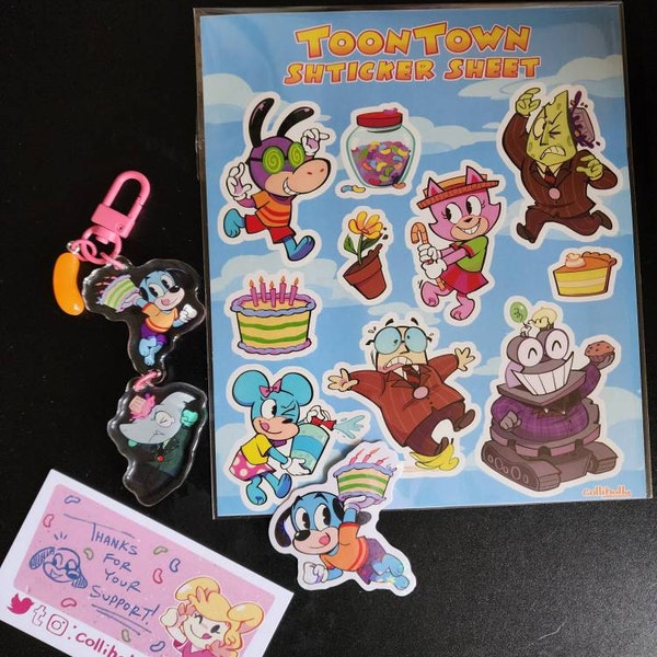 Toontown Die Cut Vinyl Sticker Sheet - 6.5" X 5.5" - 10 Stickers Total ...