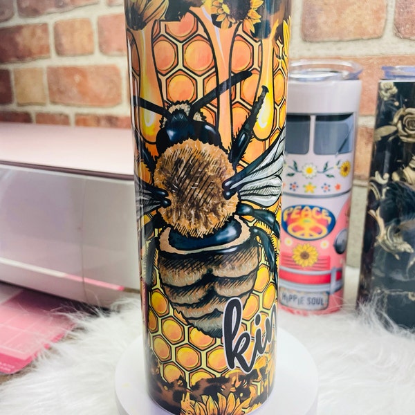 Bee Tumbler Wrap,sunflowers 20oz Tumbler Wrap PNG Download, Honeycomb ...