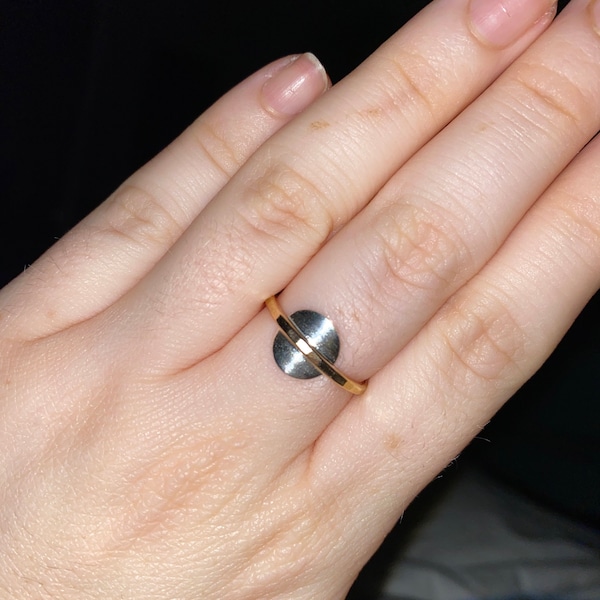 Saturn Silver and Gold Ring, Universe Ring, Circle Ring, Sterling ...