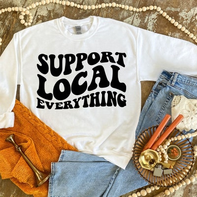 Support Local Everything SVG Wavy Letters Vintage Retro - Etsy
