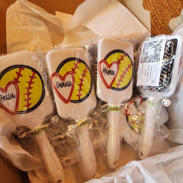 Softball Sports Brush Heart- Personalized! - Etsy