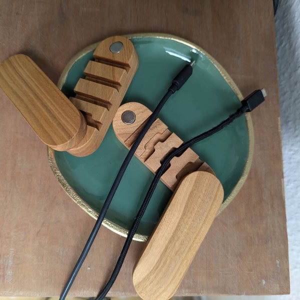 Wooden Cable Holder Mahogany Walnut Cherry | Desk Wire Organizer ...