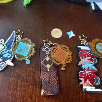 Albedo Geo Vision Keychain Set Zhongli Genshin Impact Aether - Etsy