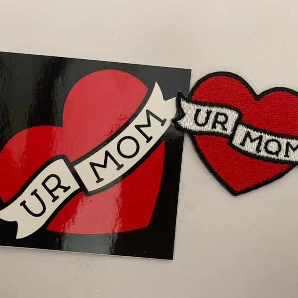 Mini UR MOM Patch Red and White Sew on or Iron on Patch Your Mom ...