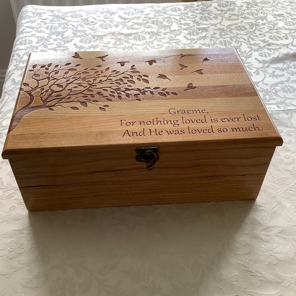 Personalized Tree Memory Box 12x8x4, Custom Hand Made Wood Keepsake Box ...