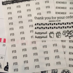 60 Clear PTO Stickers, Paid Time off Planner Stickers, Paid-time off ...