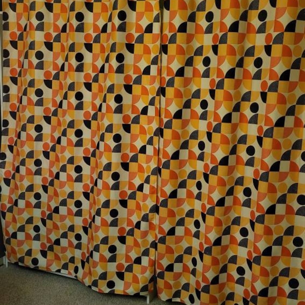 Retro Curtains, Mid Century Modern Curtain Panels, 70s Retro Window Curtain, Mcm Retro Style ...