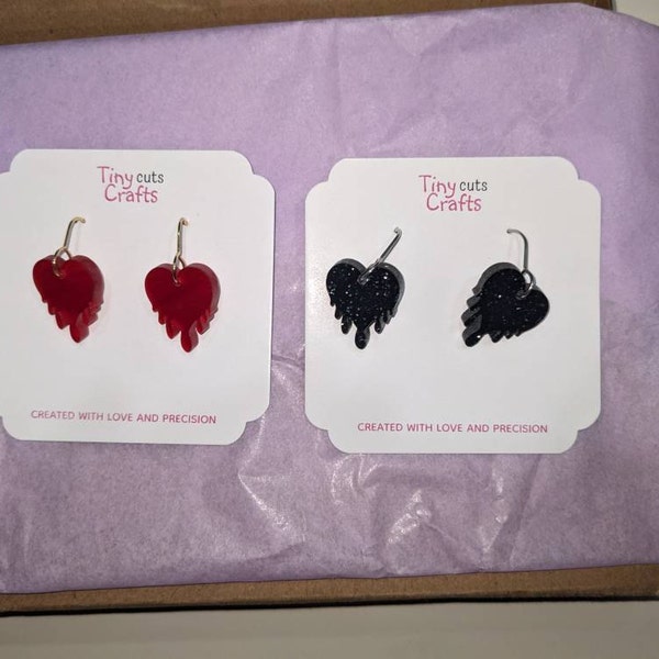 Dripping Heart Earrings | Goth Earring | Bleeding Heart Earrings ...