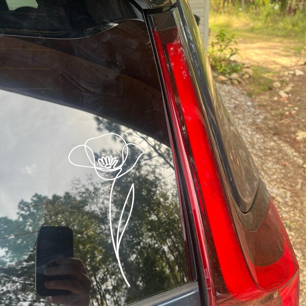 Fine Line Flower Vinyl Decal: Floral Car Window Sticker - Etsy