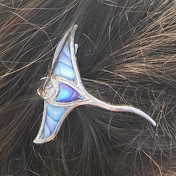 Manta Ray Hair Clip - Repurposed Jewelry - Beach Hair Clip - Hair ...