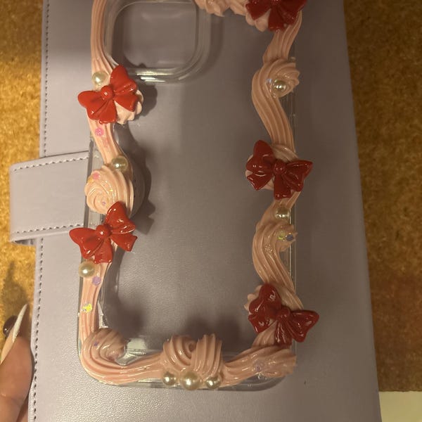 Cute Pink Bow Frame Phone Case for All Brand, Phone Case for Pictures ...