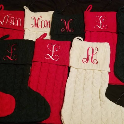 Knit Stocking, Cable Knit Monogram Stocking, Monogram Christmas ...