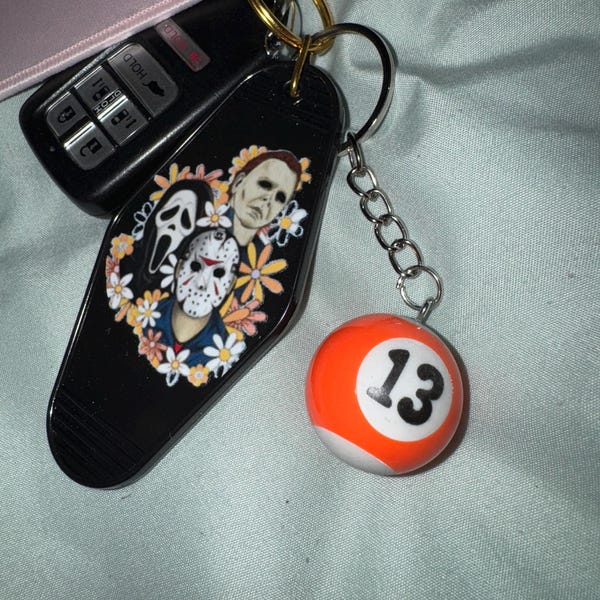 Pool Ball 8 Ball Keychain, Lucky Bag Purse Charm, Magic Keyring, Solids ...