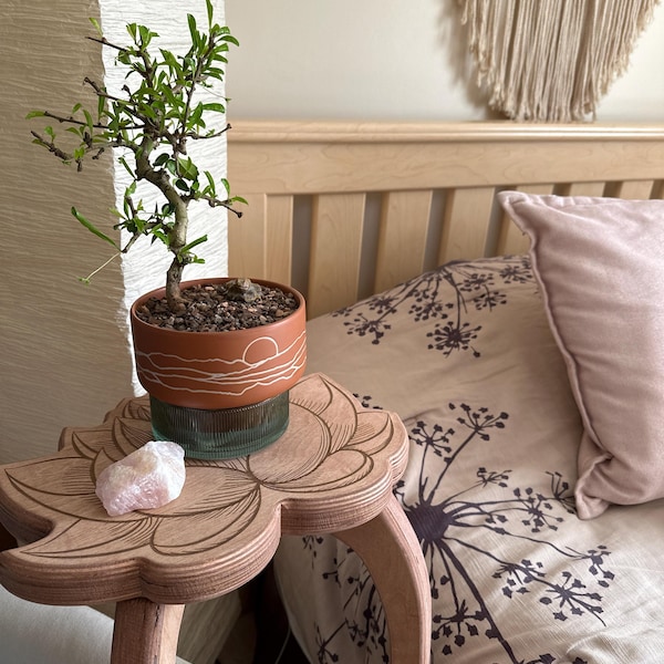 Lotus Flower, Plant Stand, Plant Stool, Plant Shelf, Side Table, Gift ...