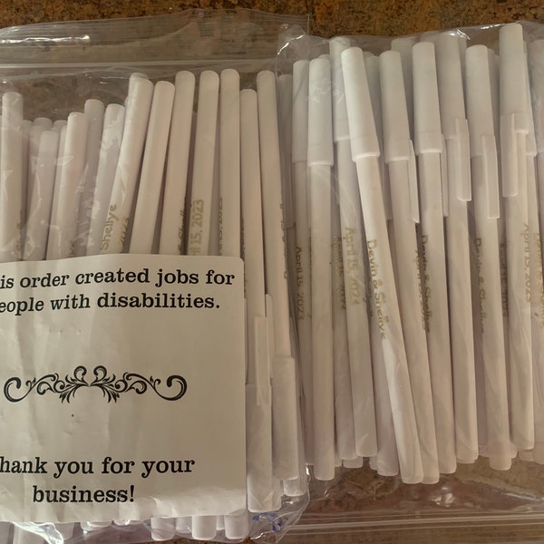 Custom Personalized Clear Stick Pens: Bulk Giveaways - Etsy