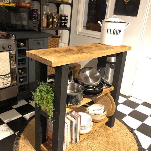Rustic Reclaimed Breakfast Bar/ Butchers Block Side Table/ Kitchen ...