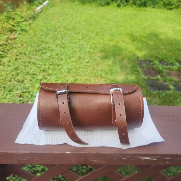 Motorcycle Vintage Leather Tool Bag Durable Handcrafted Saddle Pouch ...