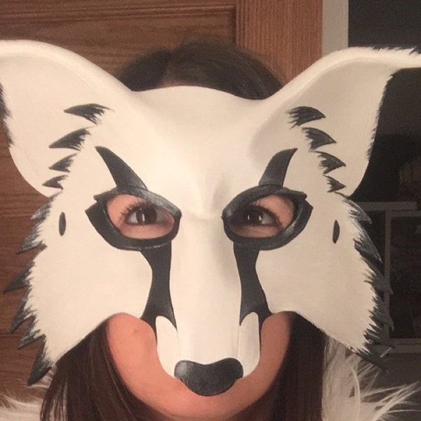 Silver Fox, White Wolf Leather Mask by Faerywhere - Etsy