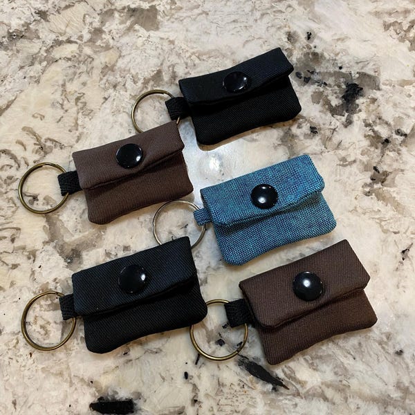 Handmade Mini Keyring Pouch – Small Checkered Fabric Coin Purse ...
