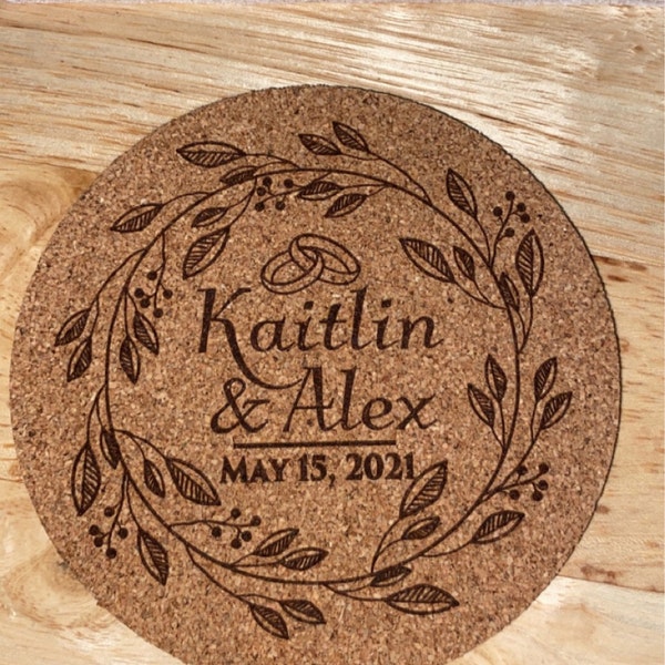 Custom Wedding Favors for Guest, Personalized Engraved Cork Coasters ...