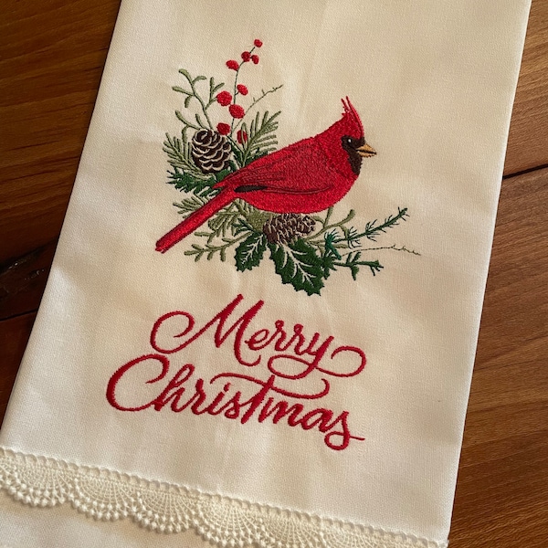 Christmas Cardinal - Machine Embroidery Design - 3 Sizes, Xmas Holly ...