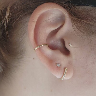 16g Planet Threadless Push-in Labret 14k Solid Gold Celestial - Etsy