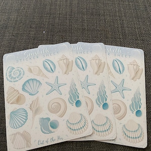 Sticker Sheet Seashells Blue, Journal Stickers Shells, Summer Stickers ...