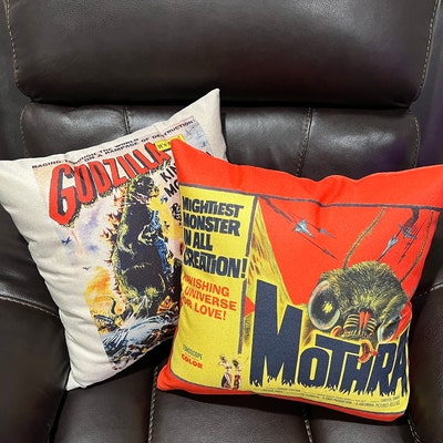 Retro Mothra Movie Poster Throw Pillow 1961 Mothra Kaiju - Etsy
