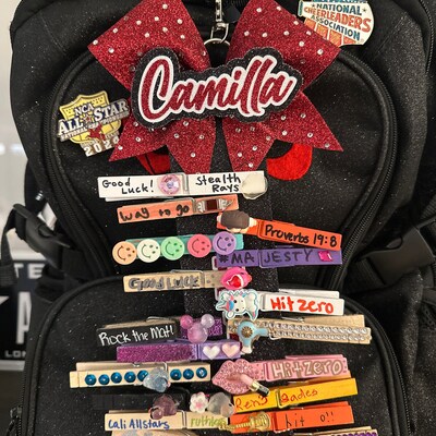 Pin Me Bag Tag Cheer Pin Me Gift Competition Cheer Gift Hot Pink Bag ...